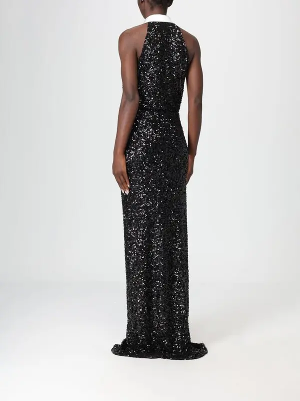 Elisabetta Franchi Sequin Gown With Tie Detail