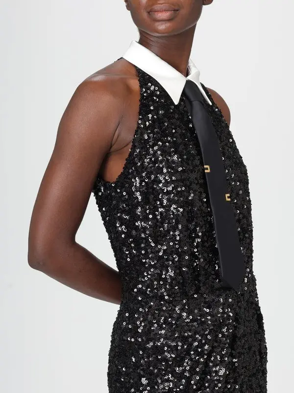Elisabetta Franchi Sequin Gown With Tie Detail