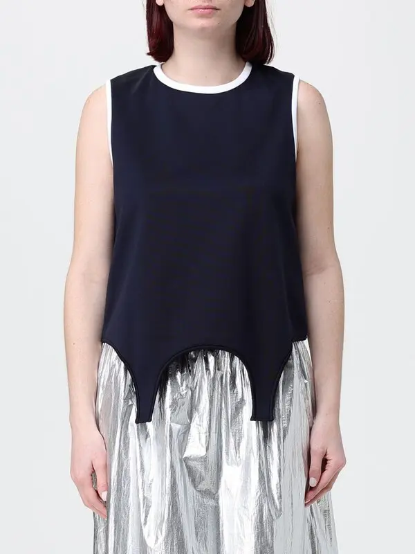 Tibi Cotton Blend Asymmetric Top