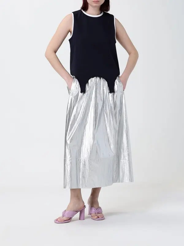 Tibi Cotton Blend Asymmetric Top