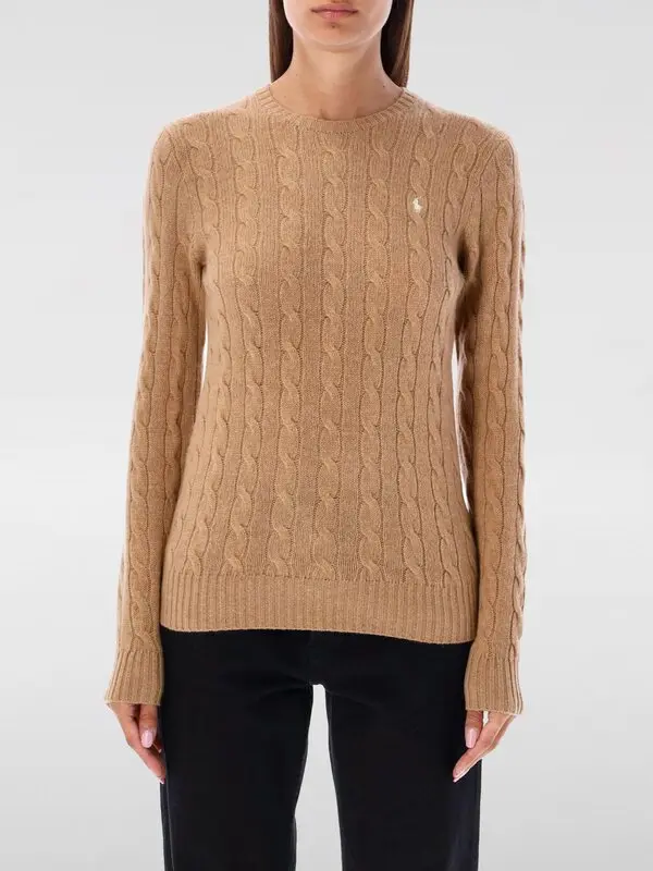 Polo Ralph Lauren Slim Fit Crewneck Sweater In Wool And Cashmere With Pony Logo - Brown