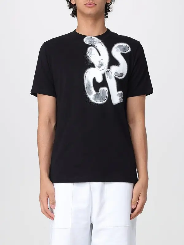 DISCLAIMER Slim Fit Cotton T-shirt With Graffiti Logo Print - Black