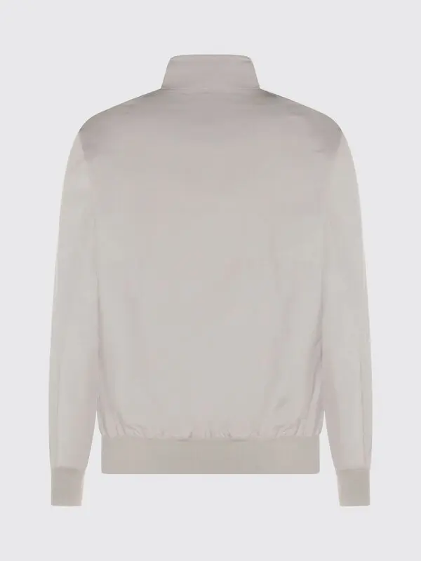 BARACUTA Cotton Blend Bomber Jacket With High Collar And Zip Closure - Grey