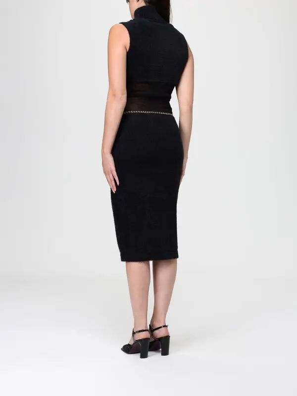 Elisabetta Franchi Mohair-blend Turtleneck Top And Skirt Set - Black