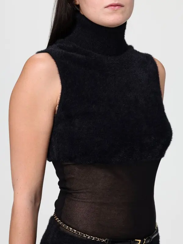 Elisabetta Franchi Mohair-blend Turtleneck Top And Skirt Set - Black