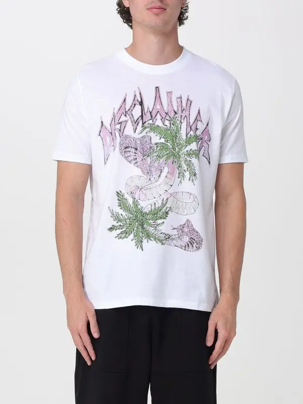 DISCLAIMER Cotton T-shirt With Graphic Graffiti Print - White