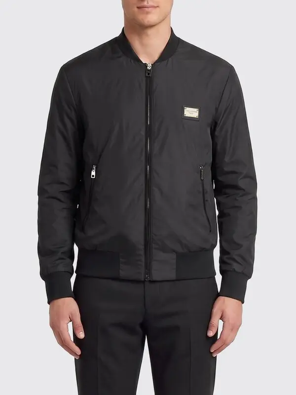 Dolce & Gabbana Technical Nylon Bomber Jacket With Metal Logo And Zip Closure