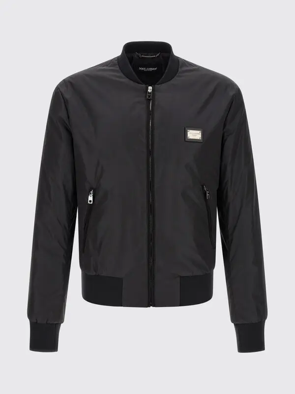 Dolce & Gabbana Technical Nylon Bomber Jacket With Metal Logo And Zip Closure