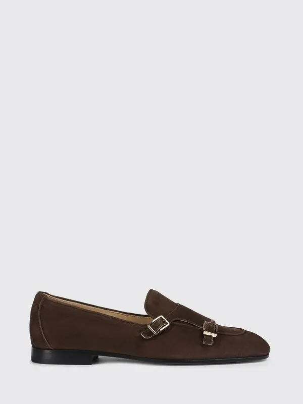 DOUCAL'S Suede Monk Strap Shoes - Coffee