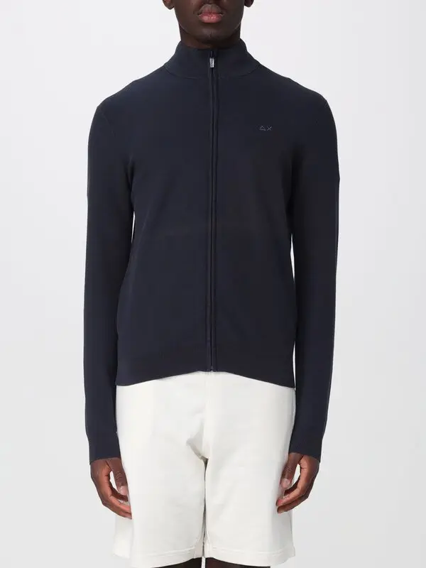SUN 68 Cotton Zip Up Turtleneck Cardigan