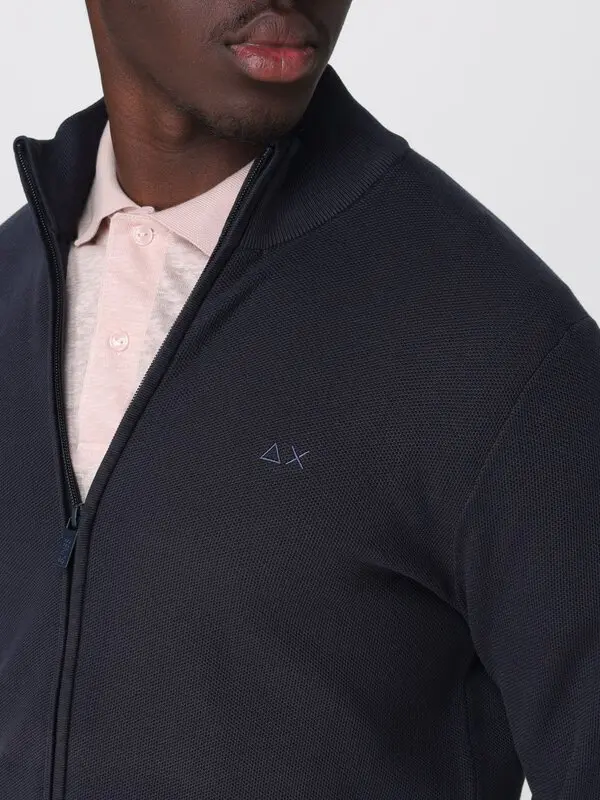 SUN 68 Cotton Zip Up Turtleneck Cardigan
