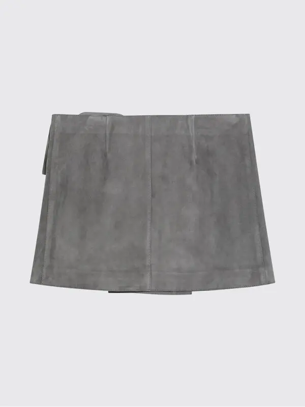 AMI Paris Suede Mini Skirt With Maxi Buckle - Grey