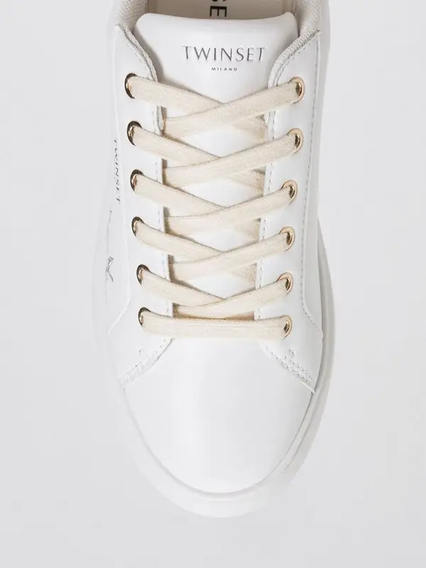 TWINSET Leather Sneakers With Floral Print
