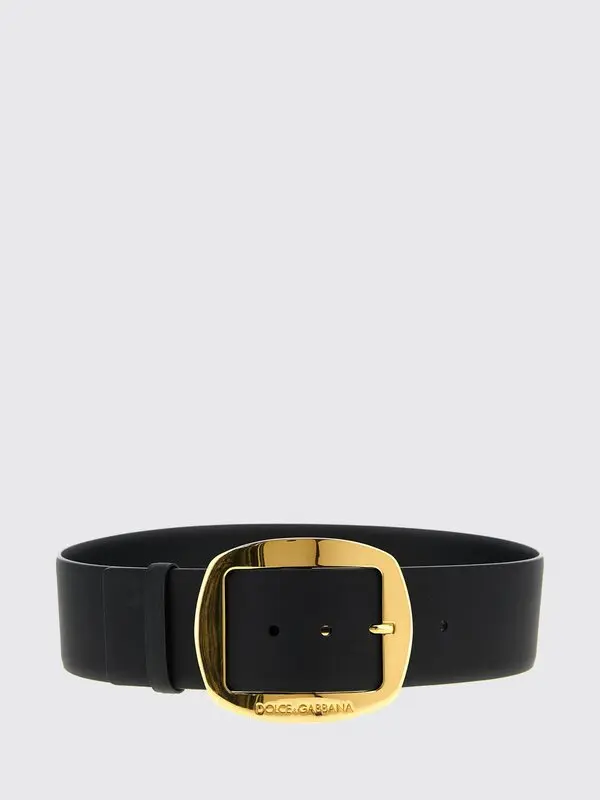 Dolce & Gabbana Wide Belt With Gold Tone Buckle