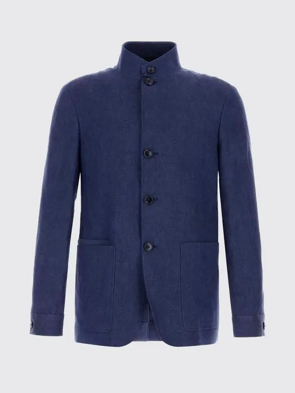 Zegna Linen Jacket With Mandarin Collar