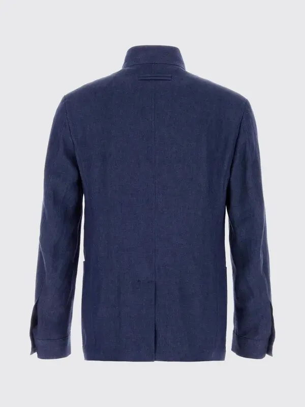 Zegna Linen Jacket With Mandarin Collar