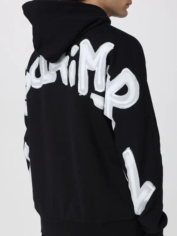 DISCLAIMER Cotton Hoodie With Printed Logo And Dropped Shoulders - Black