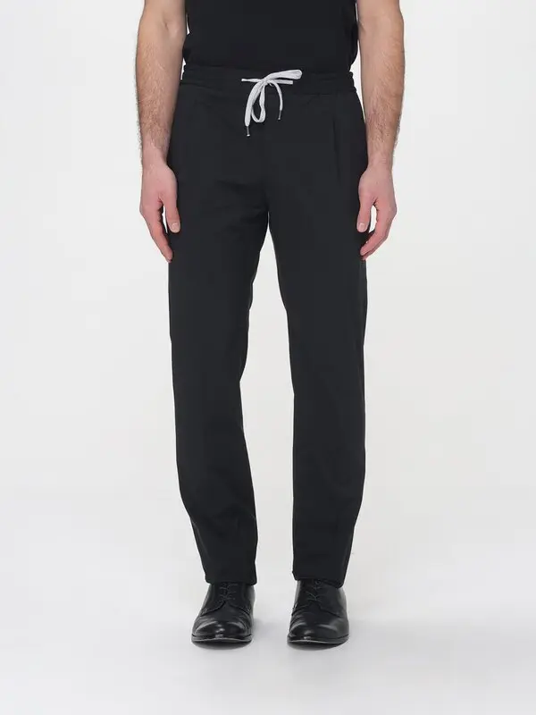 PT TORINO Stretch Cotton Blend Drawstring Trousers - Black