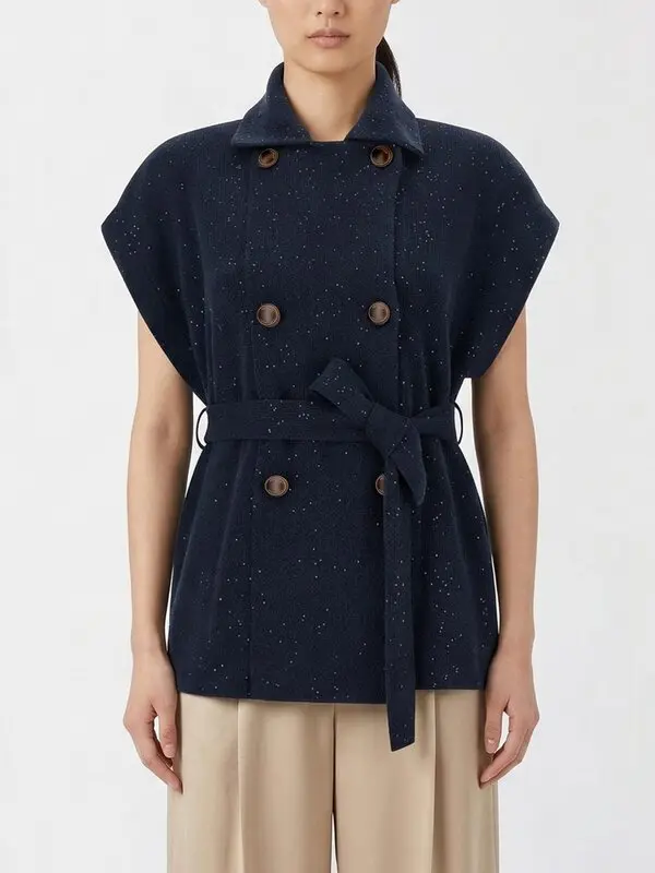 Brunello Cucinelli Double-breasted Cotton Blend Cardigan With Sequins