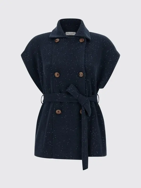 Brunello Cucinelli Double-breasted Cotton Blend Cardigan With Sequins