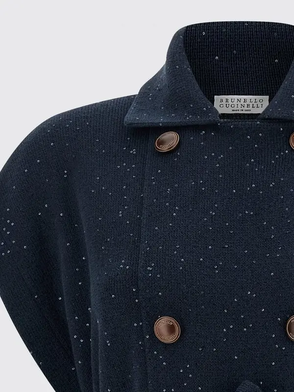Brunello Cucinelli Double-breasted Cotton Blend Cardigan With Sequins