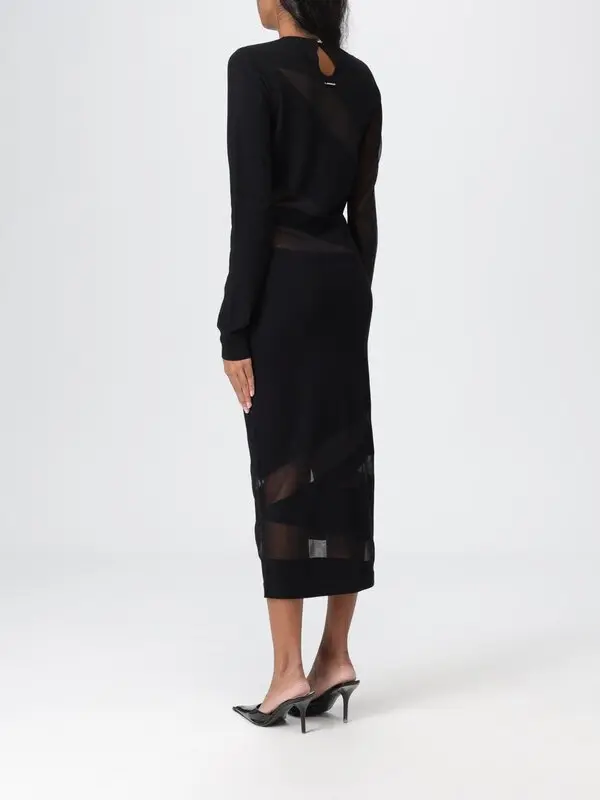 Just Cavalli Long Sleeve Sheer Panel Dress