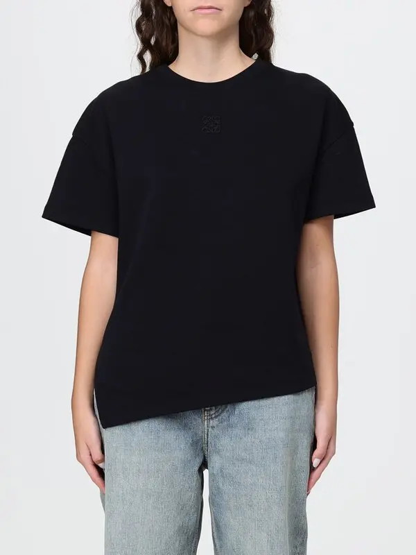 Loewe Cotton Crew-neck T-shirt With Drop Shoulders And Asymmetrical Hem - Black