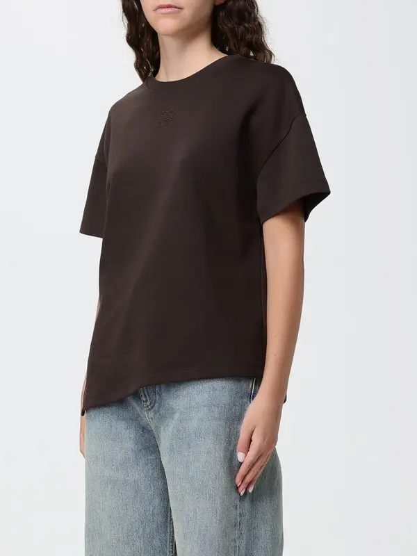 Loewe Asymmetrical Hem Cotton Crew-neck T-shirt With Short Sleeves - Brown