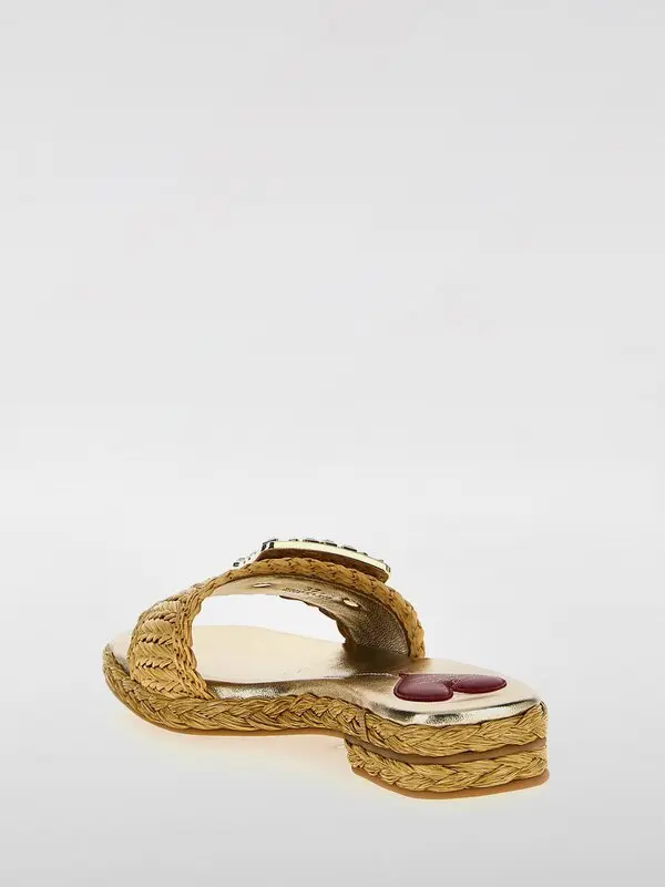 ROGER VIVIER Embellished Raffia Flat Sandals