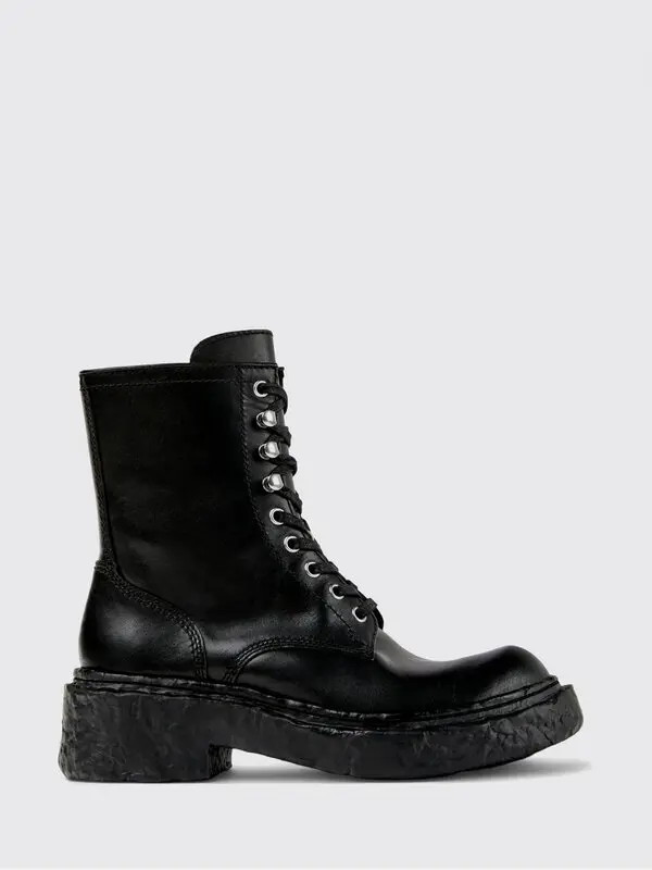 Camper Leather Combat Boots With Zip Closure