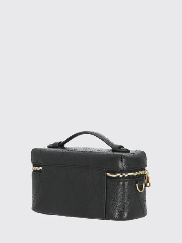 Tory Burch Charlie Mini Quilted Leather Beauty Case With Double T Logo - Black
