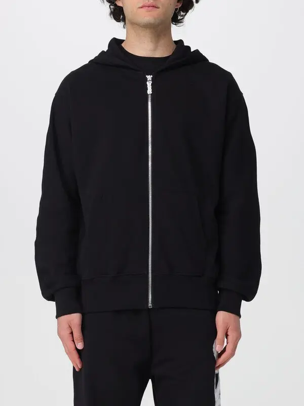 DISCLAIMER Zip-up Cotton Hoodie With Printed Logo - Black