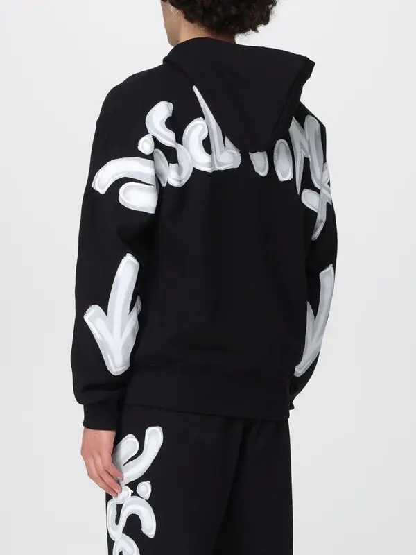DISCLAIMER Zip-up Cotton Hoodie With Printed Logo - Black
