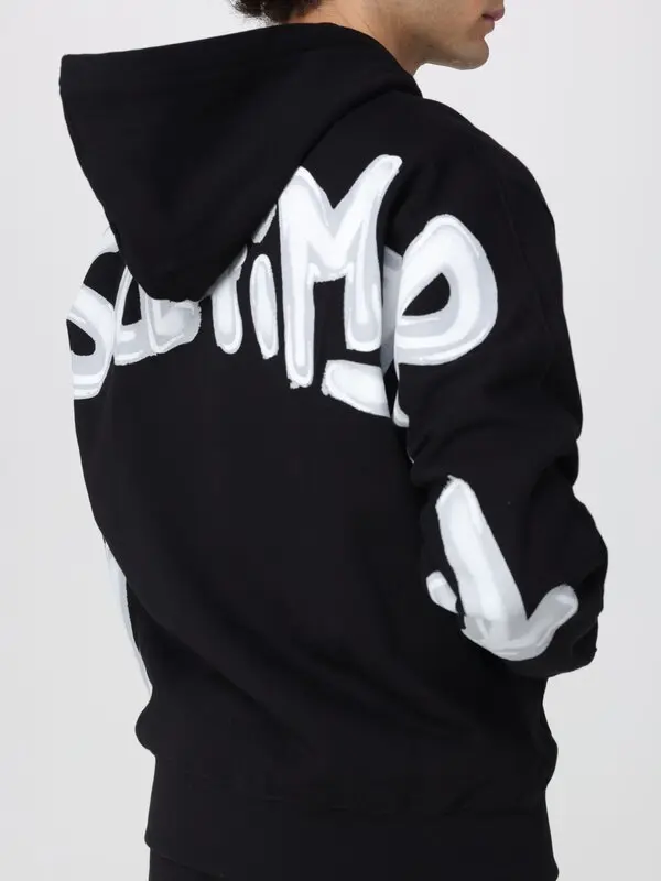 DISCLAIMER Zip-up Cotton Hoodie With Printed Logo - Black