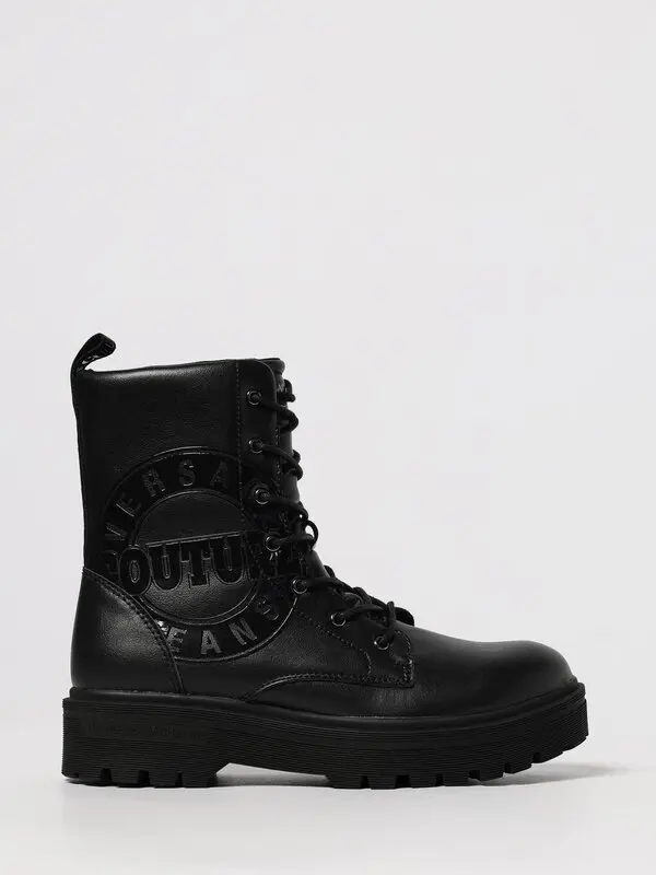 Versace Leather Lace-up Combat Boots
