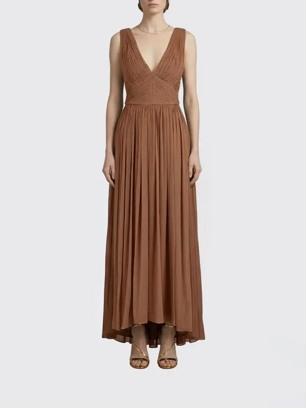 Costarellos Pleated Polyester Gown - Pink