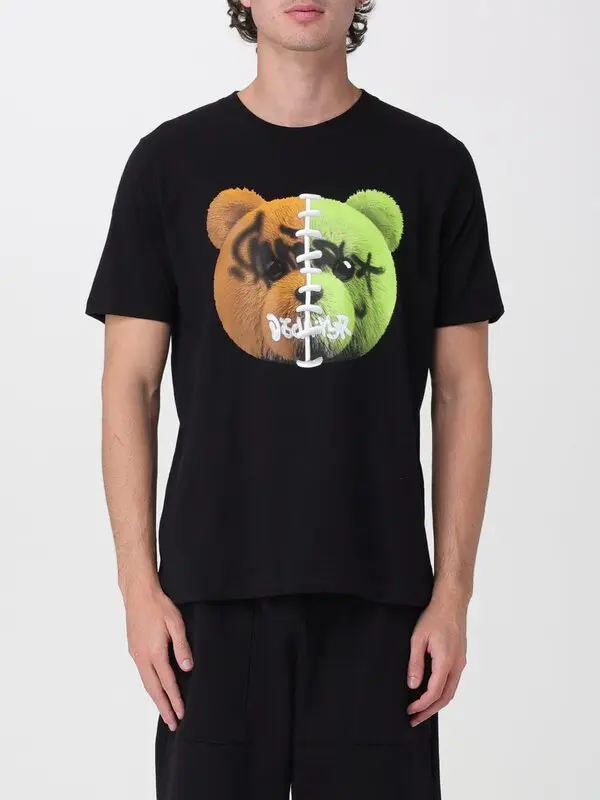 DISCLAIMER Slim Fit Cotton T-shirt With Teddy Bear Print - Black