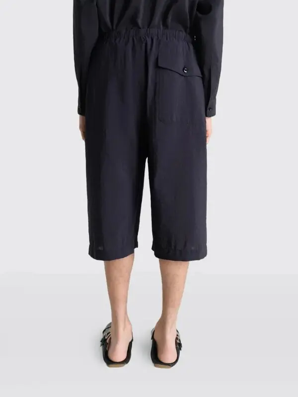 LEMAIRE Knee-length Cotton Cargo Shorts With Side Pockets And Drawstring - Black