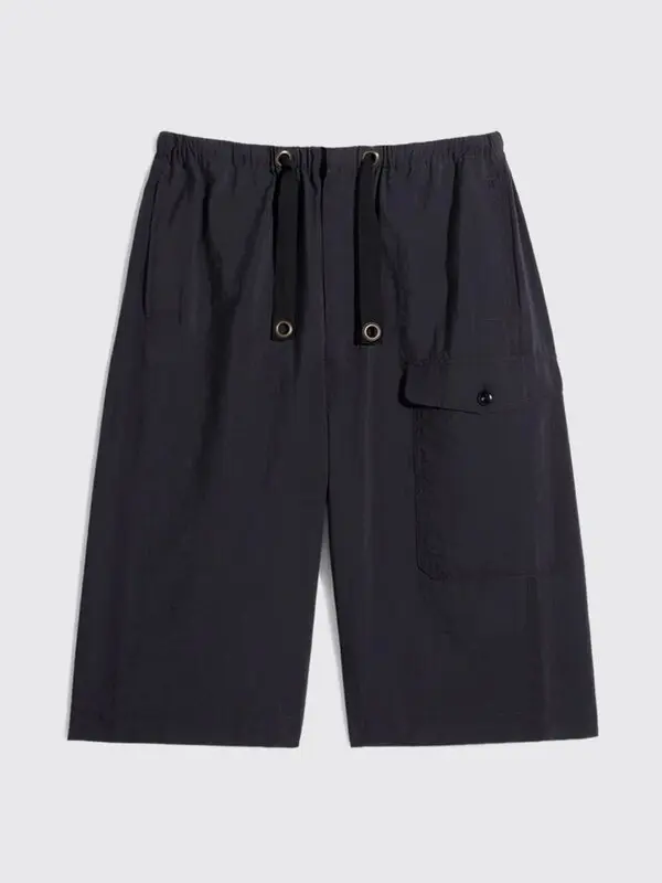 LEMAIRE Knee-length Cotton Cargo Shorts With Side Pockets And Drawstring - Black