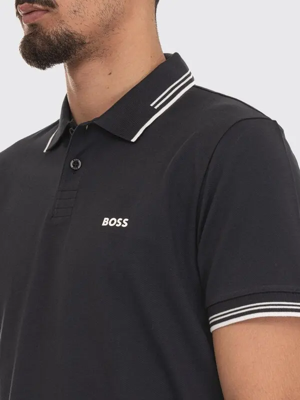 BOSS Cotton Polo With Logo - Blue 2