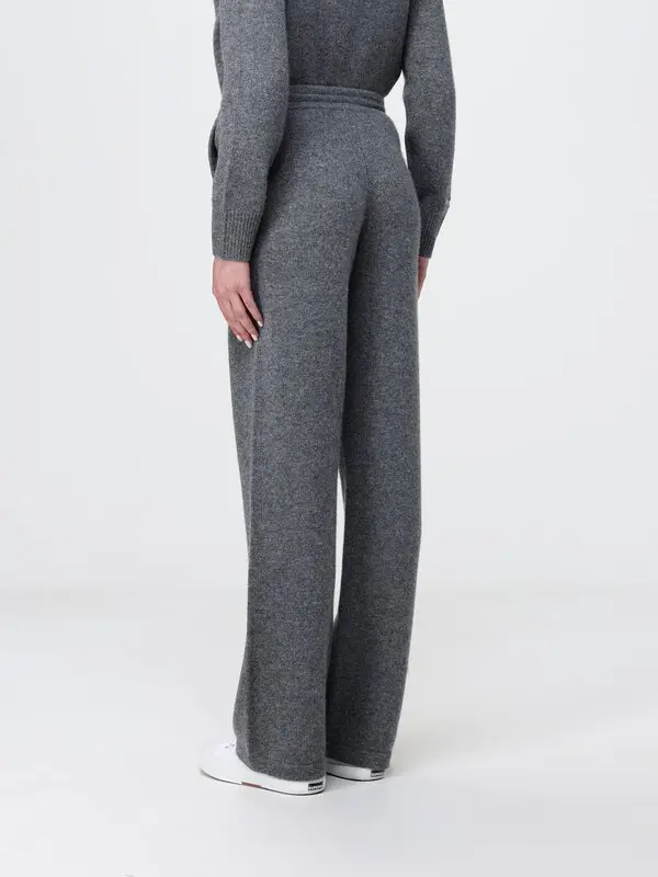 SPORTY & RICH Gray Cashmere Knit Flared Logo Trousers