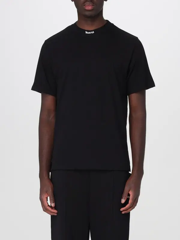 DISCLAIMER Slim Fit Cotton T-shirt With Contrast Logo - Black