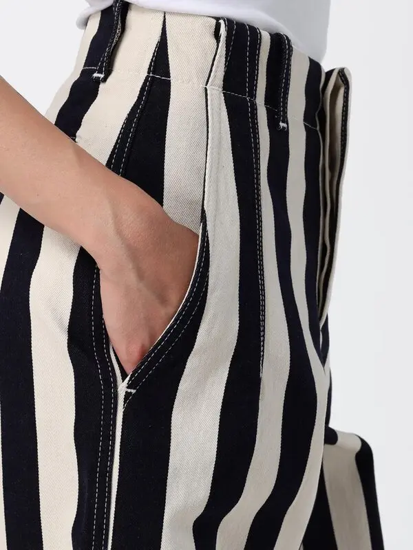 Jacquemus Parasol De-nîmes Striped Cropped Cotton Denim Jeans