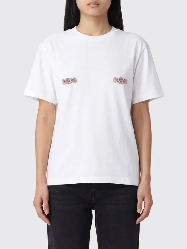 DES_PHEMMES Cotton T-shirt With Crystal Appliqués And Dropped Shoulders