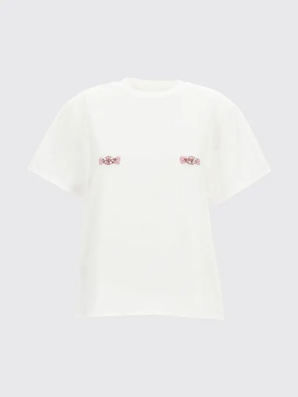 DES_PHEMMES Cotton T-shirt With Crystal Appliqués And Dropped Shoulders