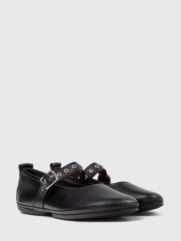 Camper Right Nina Mary Jane Flats In Calfskin Leather With Adjustable Strap