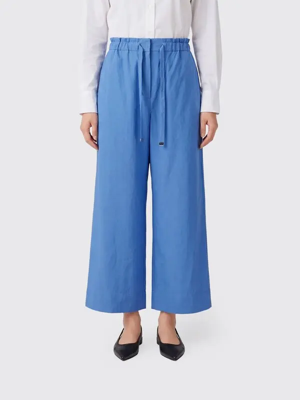 Max Mara High-waisted Wide-leg Cropped Linen Trousers - Blue