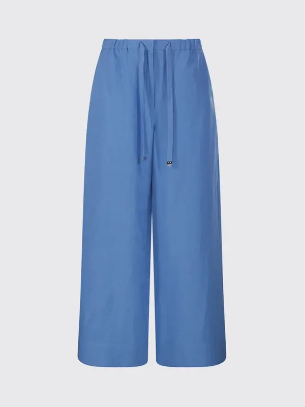 Max Mara High-waisted Wide-leg Cropped Linen Trousers - Blue