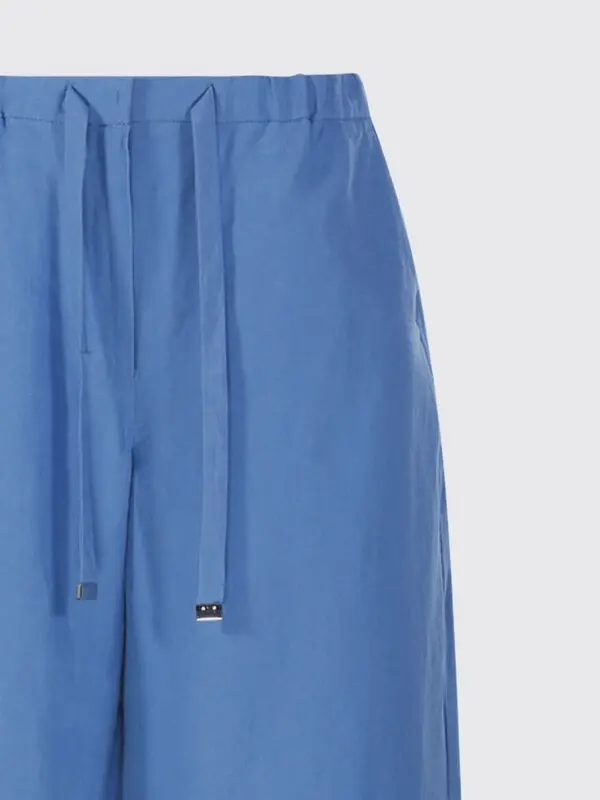 Max Mara High-waisted Wide-leg Cropped Linen Trousers - Blue