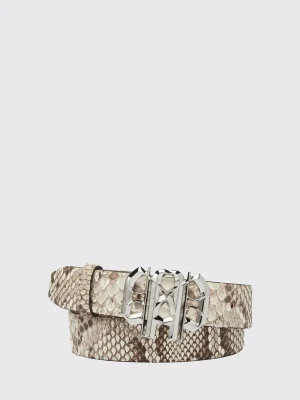 Philipp Plein Python-print Snakeskin Leather Belt With Monogram Buckle